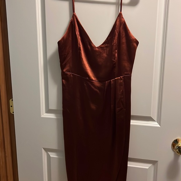 Dresses | Womens Spaghetti Strap Rust Colored Silk Dress | Poshmark